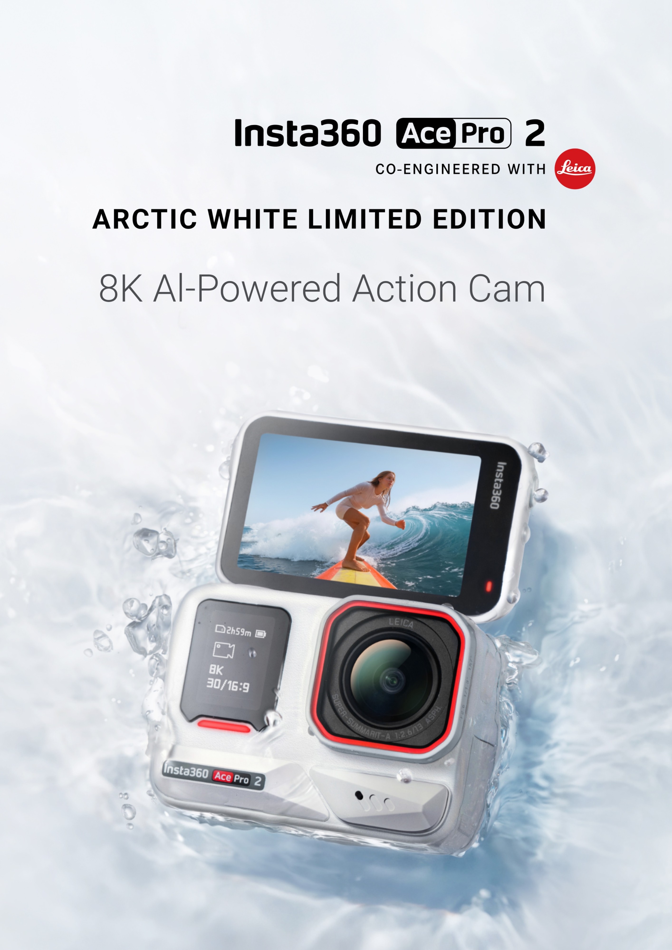 Insta360 Ace Pro 2 (Arctic White) | Xplorer Bundle (Moonlight Silver Grip)
